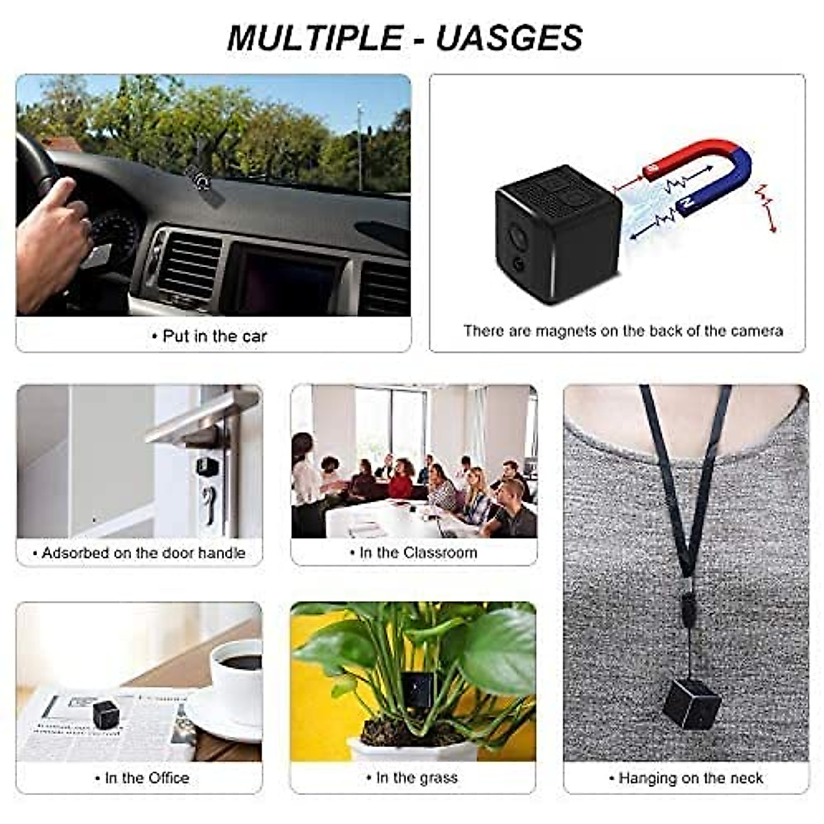 Mini Spy Camera 1080P Cop Cam As Seen On TV- Camera Wireless Hidden -Nanny Cam with Night Vision and Motion Detection-Built-in Battery-No WiFi Needed