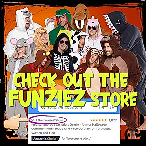 Funziez! Sherpa Bear Adult Onesie - Animal Halloween Costume - Plush Teddy One Piece Cosplay Suit for Adults, Women and Men