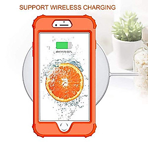 BENTOBEN Case for iPhone 8 Plus, iPhone 7 Plus Case, 3 in 1 Hybrid Hard Plastic Soft Rubber Heavy Duty Rugged Bumper Shockproof Full-Body Protective Phone Cover for iPhone 8 Plus/7 Plus, Coral Orange