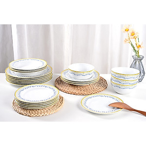 Braque Ceramic Lunch Salad Plates Set of 6, 8 inch Dish Set-Dessert, Appetizer, Pasta, Small Dinner Serving Plate-Microwave, Oven & Dishwasher Safe, Scratch Resistant-Kitchen Porcelain Dish-Olive Vine