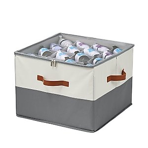 Generic Shoe Organizer for Closet,Foldable Shoe OrganizersContaine with Clear Cover，Adjustable DividersStorage Boxes for Closet ，16 Pairs，gray+white
