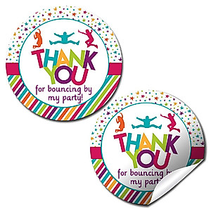 Jump and Bounce Birthday Party Thank You Sticker Labels, 40 2" Party Circle Stickers by AmandaCreation, Great for Party Favors, Envelope Seals & Goodie Bags