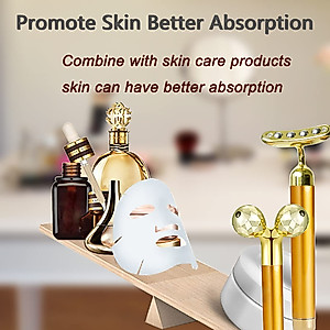 Electric Face Massage Roller, Golden 3D Roller Electric Facial Roller and T Shape Facial Roller Massager Kit, Electric Massage Roller for Puffiness Relief (Gold)