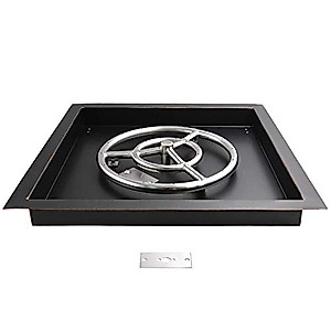 Skyflame 18 inch Square Fire Pit Burner Pan with 12" Round Fire Ring - Drop-in Style for Backyard Fire Table - Made of Steel