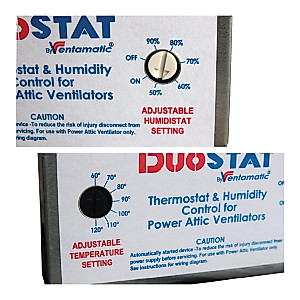 Ventamatic XXDUOSTAT Adjustable Dual Thermostat/Humidistat Control for Power Attic Ventilators