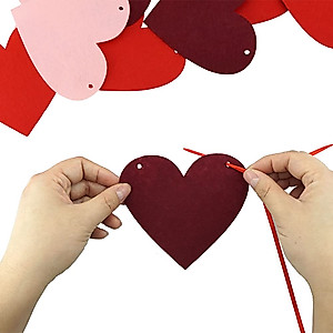 SaktopDeco 4 Pack Felt Heart Garland Heart Banner Valentines Day Banner for Wedding Anniversary Romantic Decorations