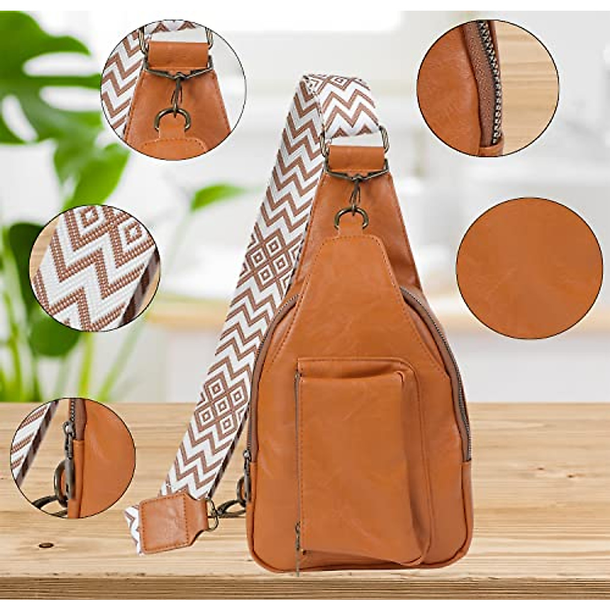 TINVSKQQKJ Women's Chest Sling Bag with guitar strap Crossbody Sling Backpack with pockets For Cycling Hiking travel…