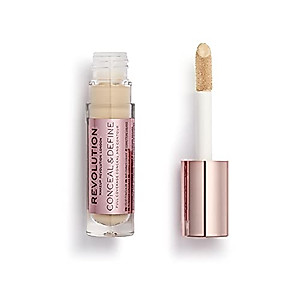Makeup Revolution Conceal & Define Concealer, Full Coverage Makeup Concealer, Matte Finish & Long Wear, For Fair Skin Tones, Vegan, C6, 4ml