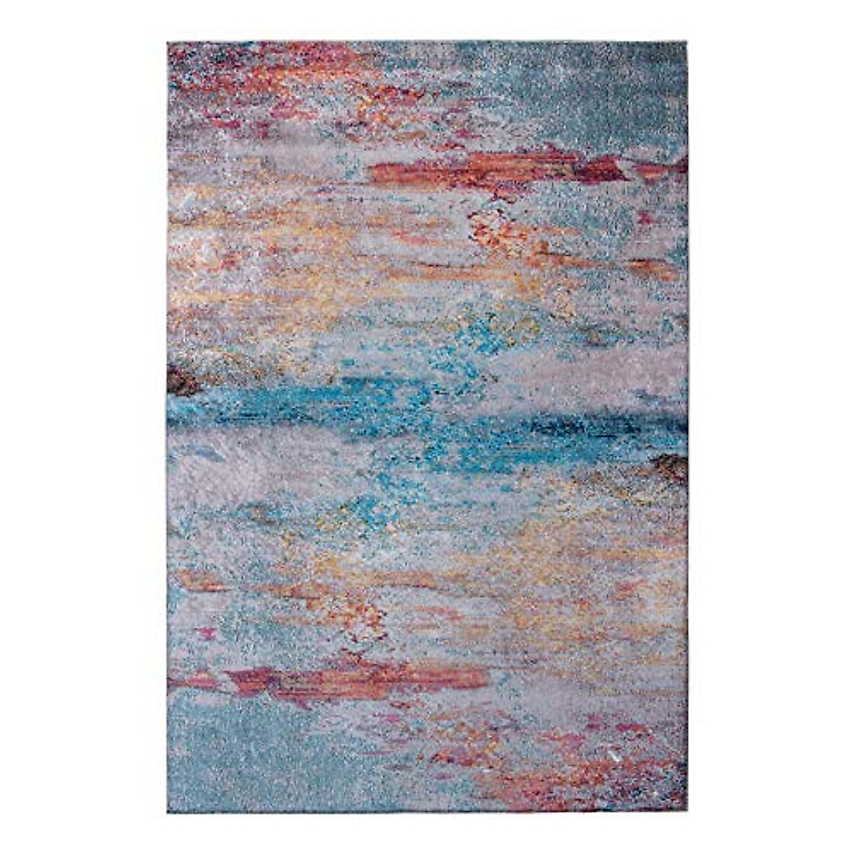 Mylife Rugs Contemporary Modern Non Slip Machine Washable Printed Area Rug, Rainbow 4'x6'