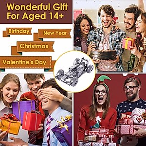 Piececool 3D Metal Puzzles, Silver Formula Car Model Kits, DIY 3D Metal Model Cars Kits to Build for Adults, Brain Teaser 3D Puzzles Toys for Teens, Great Birthday New Year Gifts, 69 Pcs