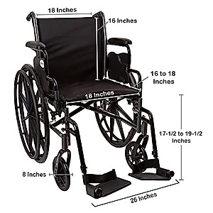 McKesson Wheelchair, Swing Away Foot Leg Rest, Desk Length Arms Flip Back, 18 in Seat, 300 lbs Weight Capacity, 1 Count