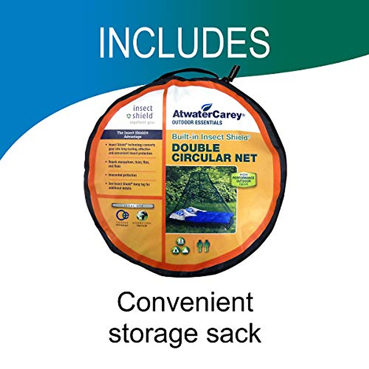 Atwater Carey Double Circular Bed Mosquito Net Treated with Insect Shield Permethrin Bug Repellent, Green Bed Net, One Size