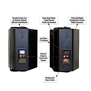 Sound Appeal Wireless Outdoor Speakers, 6.5" Bluetooth Weatherproof Speakers for Deck Patio Backyard, Pair (Black)