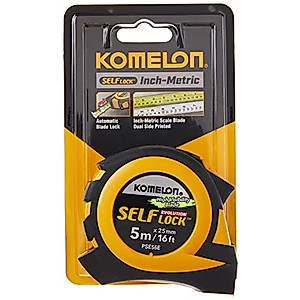Komelon PSE55E 5M/16' Metric Self-Lock Tape Measure, Yellow/Black