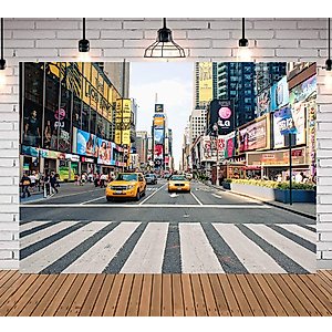 NYC Time Square Buildings Photo Backdrops Taxi New York Fashion Street Party Photography Background Adult Portrait Studio Booth Props Banner 7x5ft