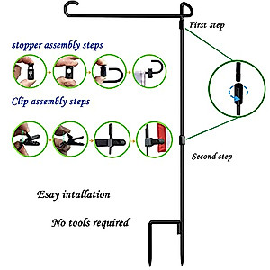 Garden Flag Stand-Holder-Pole with Flag Stopper and Clip Waterproof Powder-Coated Paint for House Flags,Decorative Flags,Yard Flags,Seasonal Flags