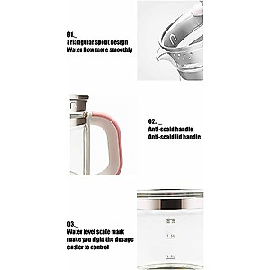 1.5L Intelligent Multifunctional Health Pot Home Electric Kettle Electric Teapot Glass Teapot Water Heater High Borosilicate Glass Pot Body Precision Temperature Control Stainless Steel A,1.8L (Color