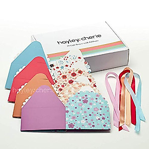 Hayley Cherie - Square Floral Gift Treat Boxes with Ribbons (20 Pack) - 5.8 x 5.8 x 3.7 inches - Thick 400gsm Card - For Cookies, Goodies, Candy, Parties, Christmas, Birthdays, Weddings (Standard)