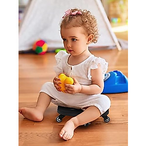 Lanstics Low Roller Seat Short Stools with Wheel Chair PU Leather Rolling Stool Seats Universal Wheels for Home Office Fitness Round Roller Seat Stool (Black)