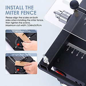 Mulcort 100W Multi-Functional Table Saw Mini Desktop Electric Saw Cutter Speed & Angle Adjustable 16MM Cutting Depth with Blade Flexible Shaft and More Accessories for Wood Plastic Acrylic Cutting