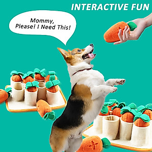 MEIJIEM Snuffle Mat for Dogs,Durable Interactive Dog Puzzle Toy,11.41'' X 7.8'' with 8 Carrot Chew Squeakers | Puppy Approved for Training and Stress Relief Encourages Natural Foraging Skills