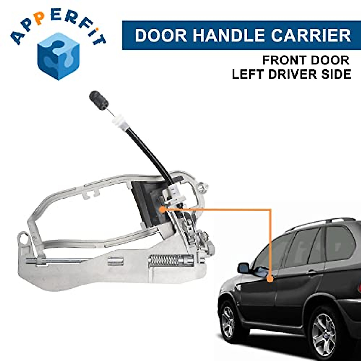 APPERFiT Door Handle Carrier (Front Door Left Driver Side) Compatible with BMW E53 X5 2000-2006 Replaces 51218243615
