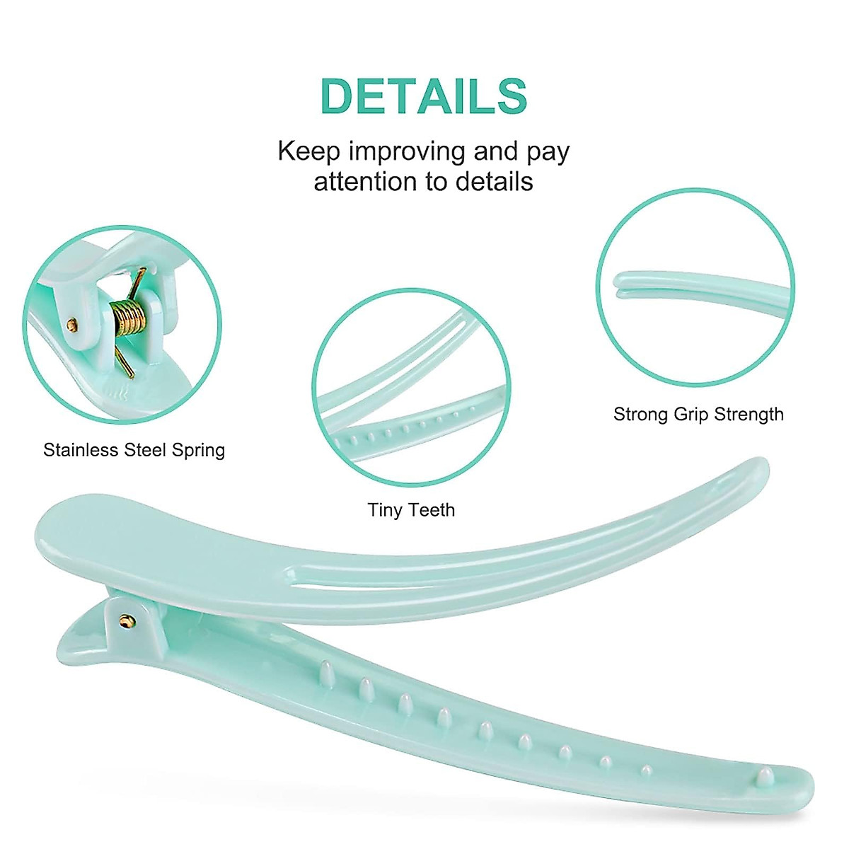 Rioa Hair Clips - 12 Pack Multicolor Plastic Duck Teeth Clips for Women's Styling and Sectioning. Non-slip for Thick & Thin Hair - Professional Salon Quality