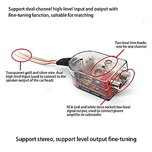 Car Audio Converter,MoreChioce 12V Car High to Low Impedance Converter Wire Converter Line Converter for RCA Line Amplifier to High-Low Adapter