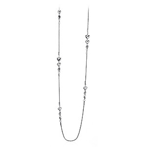 welbijoux Love Heart Shape Chain Necklace Silver Plating Snake Chain Statement Necklace for Women 40+3inch