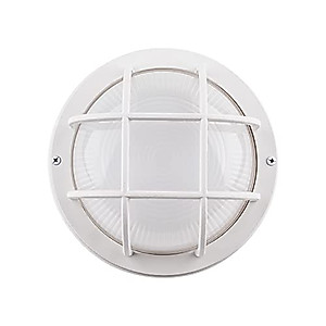 YoonLIT SMARTLIFE Outdoor LED Bulkhead Light, Flush Mount for Wall or Ceiling, 8.0 inch, 11.5W 900 Lumens, 5000K Daylight White, Aluminum Housing Plus Frosted Glass Cover, White Finish, 1-Pack