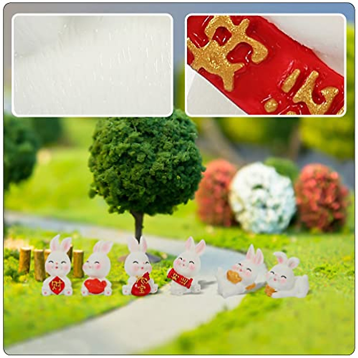 Didiseaon Mini Resin Rabbit Figurines 8pcs Rabbit Decorative Ornaments Resin Top Hat Cartoon Cartoon Rabbit Figurines