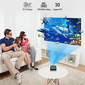 N/A Mini Projector 4K DLP Android 9.0 Support Mini video Beamer Mobile Phone with Battery ( Color : D )