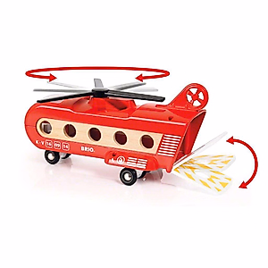 BRIO World 33886 - Cargo Helicopter - Premium Wooden Train Toy | Safe and Durable | Compatible with All Sets | Fun for Toddlers and Kids | Includes Figure and Accessories