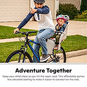 Schwinn Deluxe Bicycle Mounted Child Carrier/Bike Seat For Children, Toddlers, and Kids, Adjustable 3-Point Harness and Headrest, Padded Crossbar, Grey