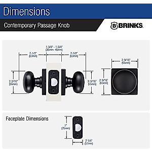 BRINKS – 6-Pack Matte Black Contemporary Indoor Passage Square Door Knob – Hall/Closet 6 Pack Matte Black Exterior Plate Doorknob