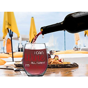 I Can Wine I'm Retired - 15oz Funny Stemless Wine Glass Perfect Retirement Gift for Women Men Dad Mom Unique Present for Friends Coworkers Office Boss Grandma & Family Retiree Retiring - By Funnwear