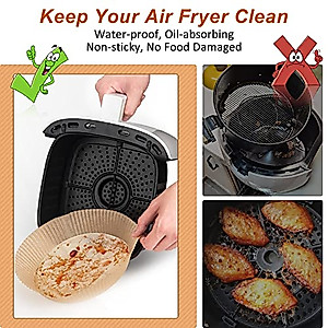 Macood Air Fryer Parchment Paper 6.3 Inch 100 PCS Oil-proof, Water-proof, Non-stick Non-stick Unbleached Food Grade Paper for Air Fryers/Baking/Cooking/Steaming Basket(Brown)