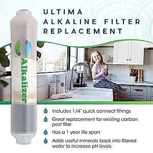 Better Home Water Treatment 10-Inch Ultima Alkalizer, Universal Alkaline Post Filter Replacement for Reverse Osmosis RO Under Sink Water Filter System, Alkaline Water Ionizer to Increase Water pH