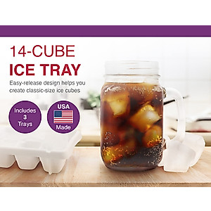 Arrow Home Products Plastic Ice Cube Trays for Freezer, 3 Pack - Made in the USA, BPA Free Plastic - 14 Classic-Size Ice Cubes Per Tray with Easy-Release Design - Stackable, Dishwasher Safe – White