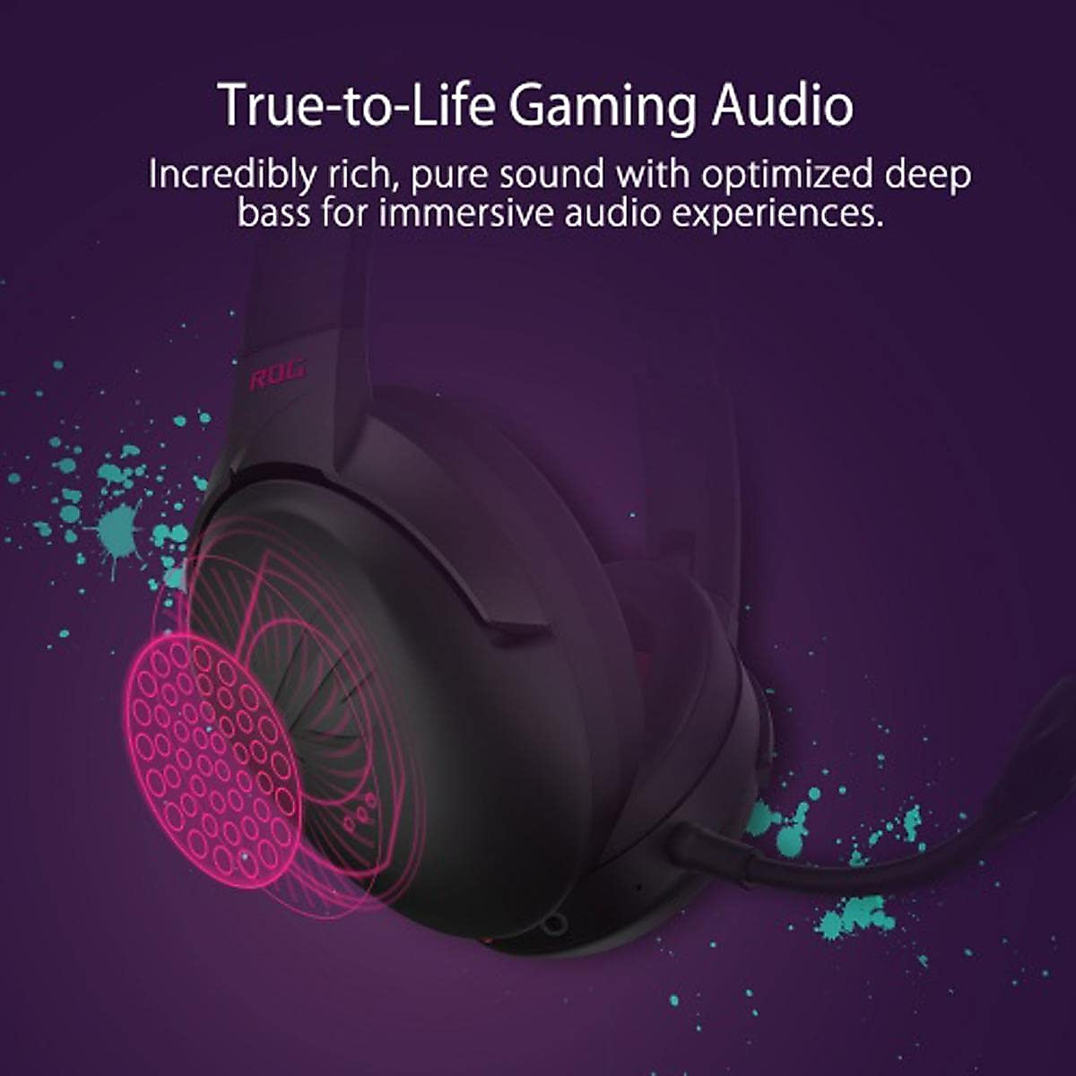ASUS ROG Strix Go 2.4 Electro Punk Wireless Gaming Headphones with USB-C 2.4 GHz Adapter | Ai Powered Noise-Cancelling Microphone | Over-ear Headphones for PC, Mac, Nintendo Switch, and PS4