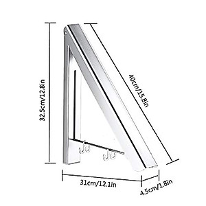 SCLX Retractable Clothes Rack - Wall Mounted Folding Clothes Hanger Drying Rack for Laundry Room Closet Storage Organization, Aluminum, Easy Installation (Silver)