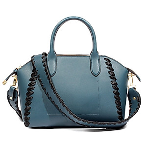 Niko Ineko Women's Bowler Shoulder Bag Kitty Snout Hardware Teal