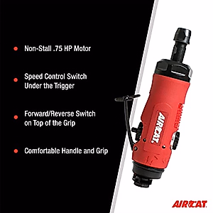AIRCAT Pneumatic Tools 6290: .75 HP Reversible Straight Die Grinder 20,000 RPM