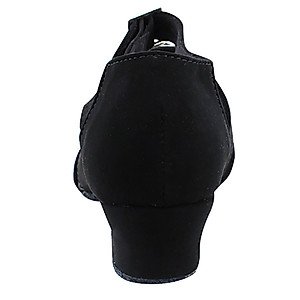 Very Fine Dance Shoes - Ladies Practice, Cuban Low Heel Ballroom Dance Shoes - 1679-1.5-inch Heel and Foldable Brush Bundle - Black Nubuck - 7.5