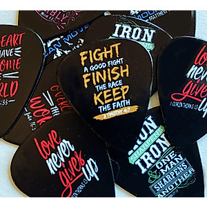 12 Bible Verse Christian Guitar Picks, Worship Guitar Picks Guitar Picks for Christians, Learn to Play Guitar, Gift, Guitar, Bible Quote Guitar Picks, Cross Guitar Picks, (Bible Quote Guitar Picks)