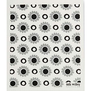 Trendy Tripper Swedish Dishcloths/Sponge Cloths - Packs of 4 Different Designs in Grey (4-Pk Grey: Garden, Berries, BLOMMORS, Country Life Flow)