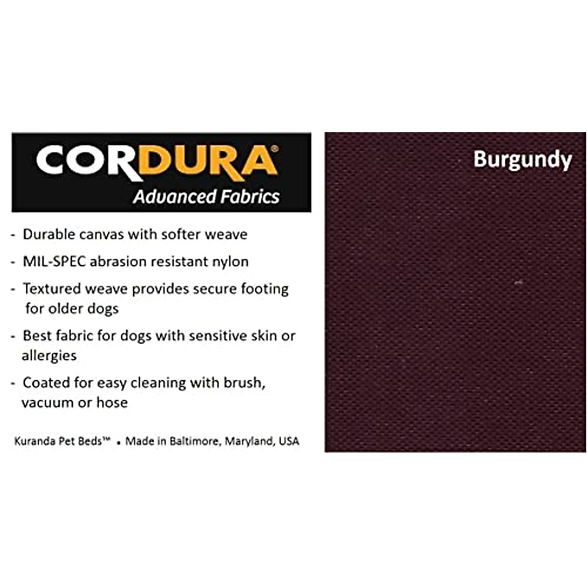 Kuranda Elevated Indoor Bed - Walnut PVC - X-Large - 44" x 27" - Cordura - Burgundy