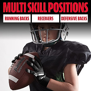 Franklin Sports Youth Football Receiver Gloves - Shoktak Youth Gloves - Kids Football Receiver Gloves - High Grip Football Gloves for Kids - Black - Youth Medium