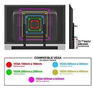 Universal Under TV Mount, Black, Compatible with Bose Smart Soundbar 300/500/550/600/700/900/Ultra, TV Speaker, Soundtouch 300 - Invisible Once Fitted, Fast & Easy Way to Mount Your Sound Bar