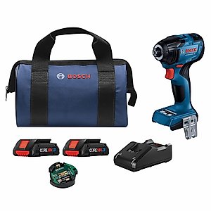 BOSCH GDR18V-1860CB25 18V Connected-Ready 1/4 In. Hex Impact Driver Kit with (2) CORE18V® 4 Ah Advanced Power Batteries and (1) Connectivity Module